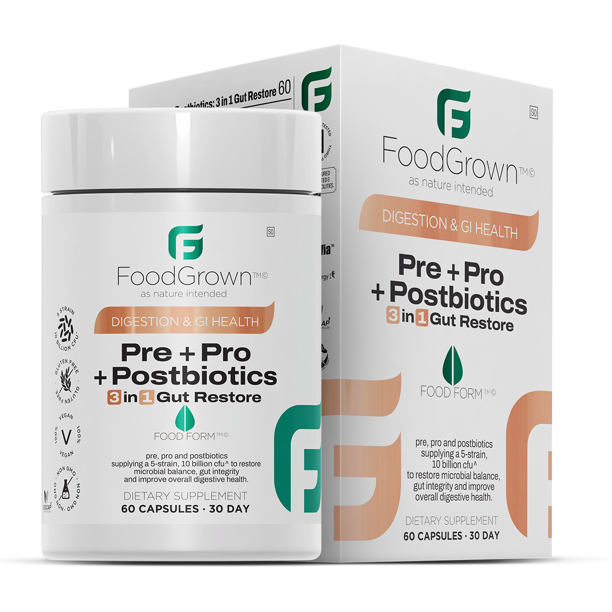 Pre + Pro + Postbiotics – FoodGrown™©